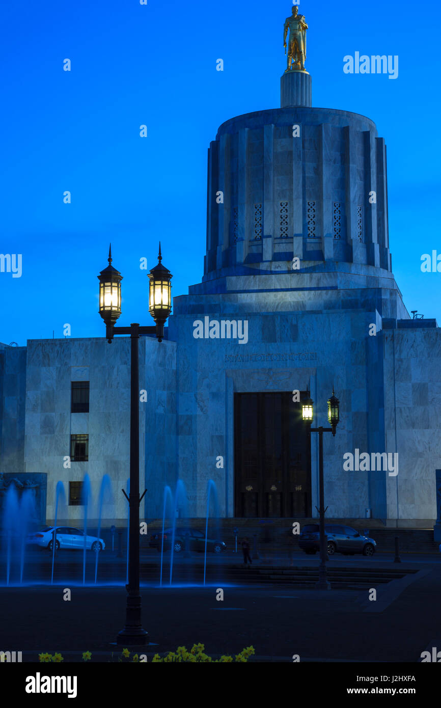 USA, Oregon, Salem, State Capitol from State Capitol State Park Stock ...