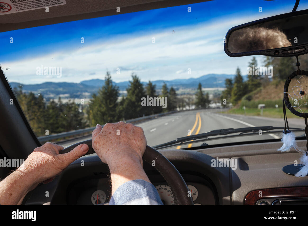 USA, Oregon, Hood River Valley, taking a drive through the Hood River ...