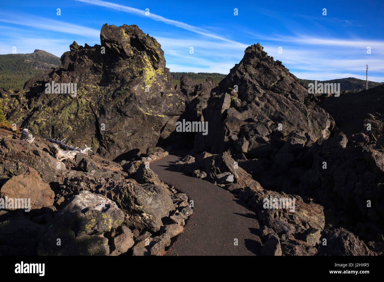 USA, Oregon, Mt. McKenzie Pass Scenic Byway, River of Lava Trail ...