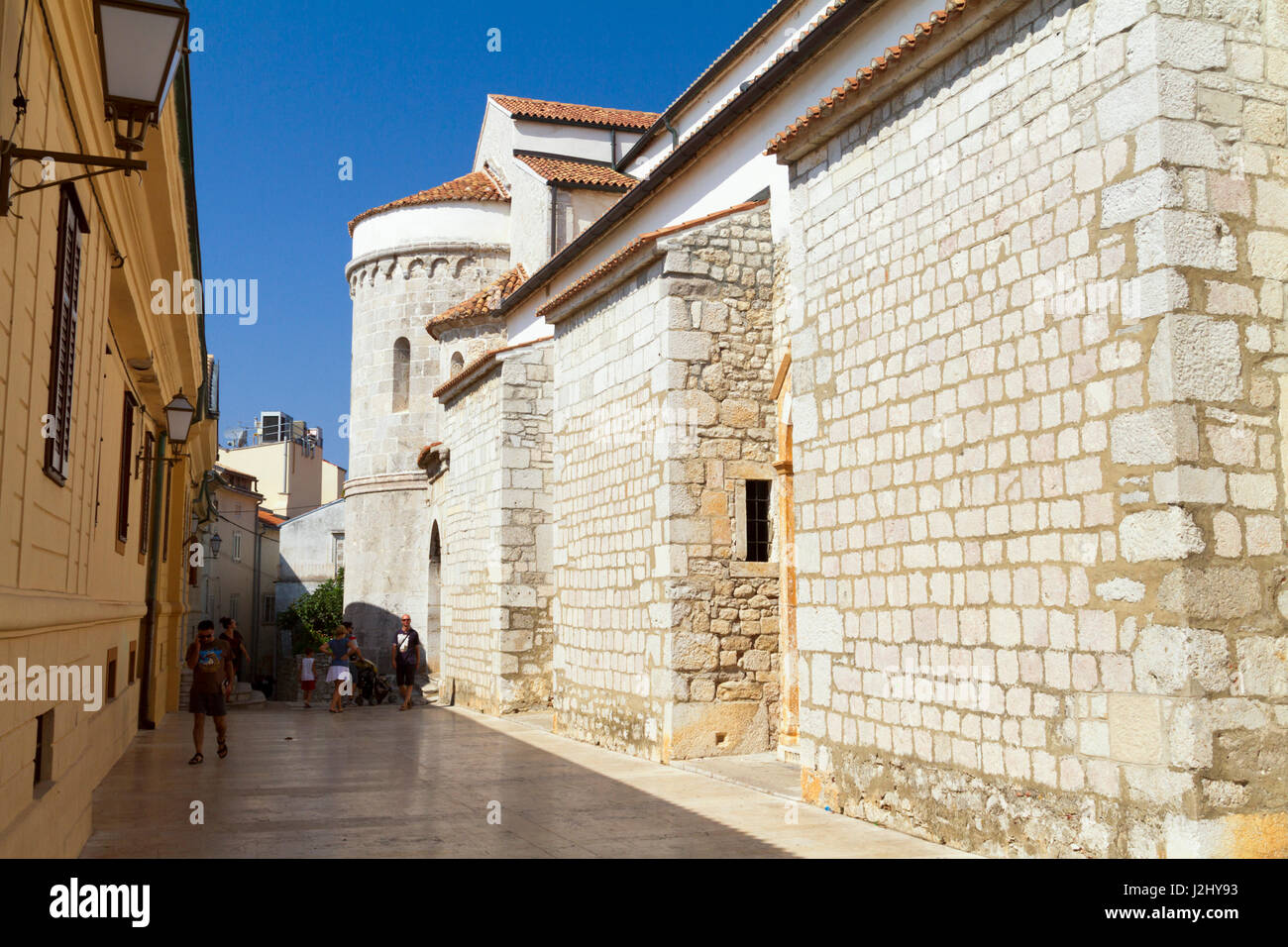 Tourists in the streets of Krk town on Krk island, Croatia Stock Photo ...