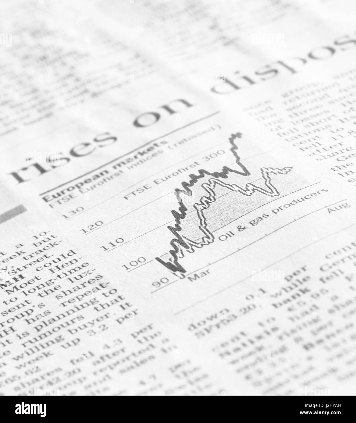 Stock market chart showing oil and gas production rise Stock Photo - Alamy