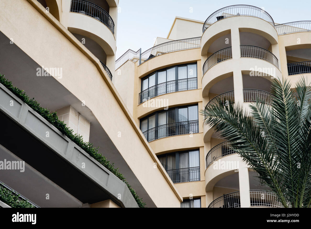 Modern architecture, balconies and windows on a contemporary building ...