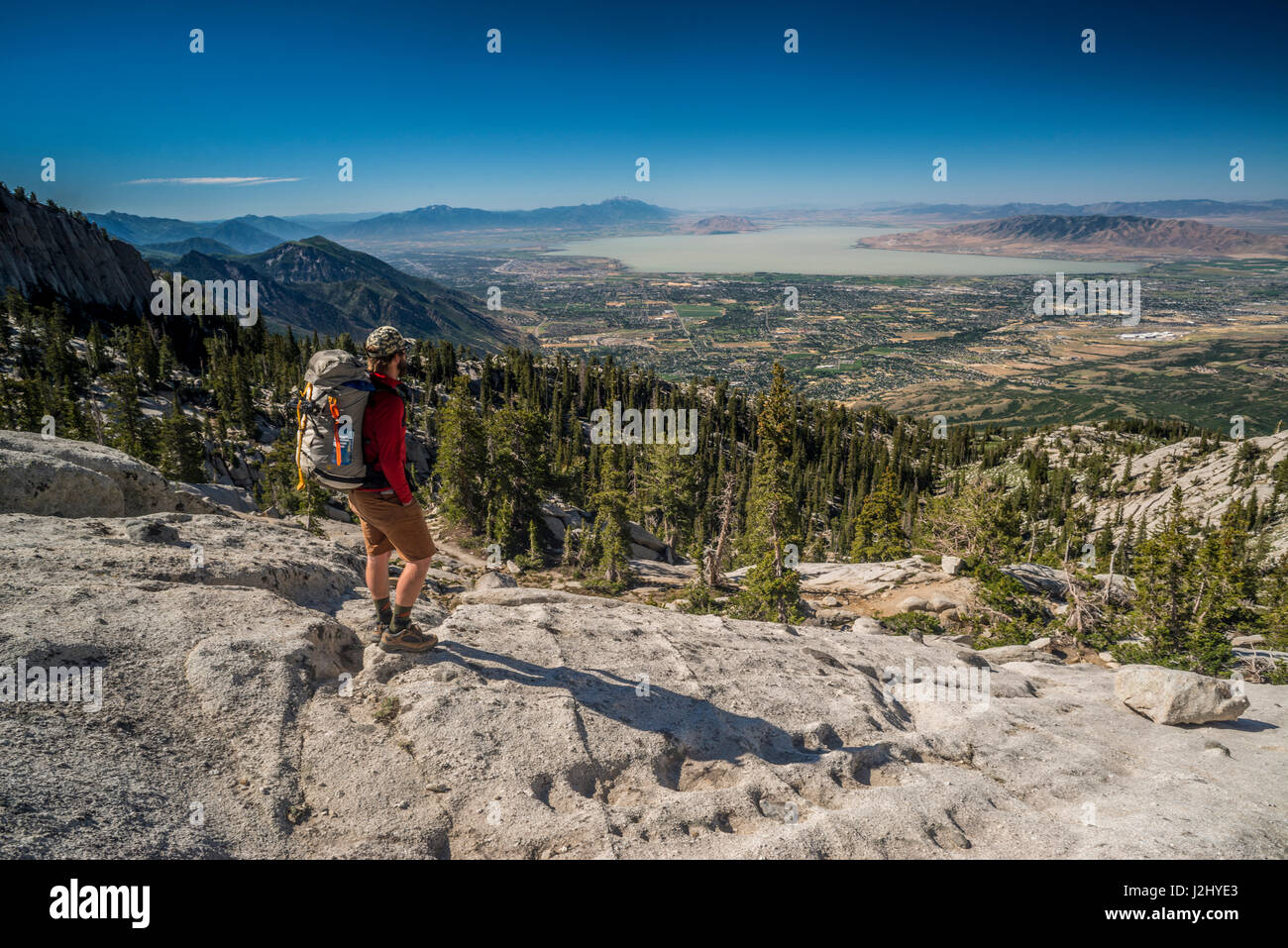 Backpacker in the Lone Peak wilderness Utah (Large format sizes ...