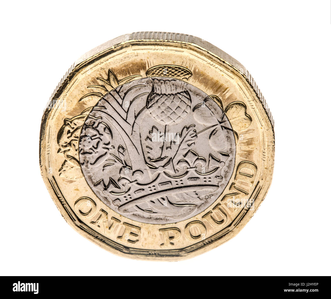 New One Pound coin isolated on a white background Stock Photo - Alamy