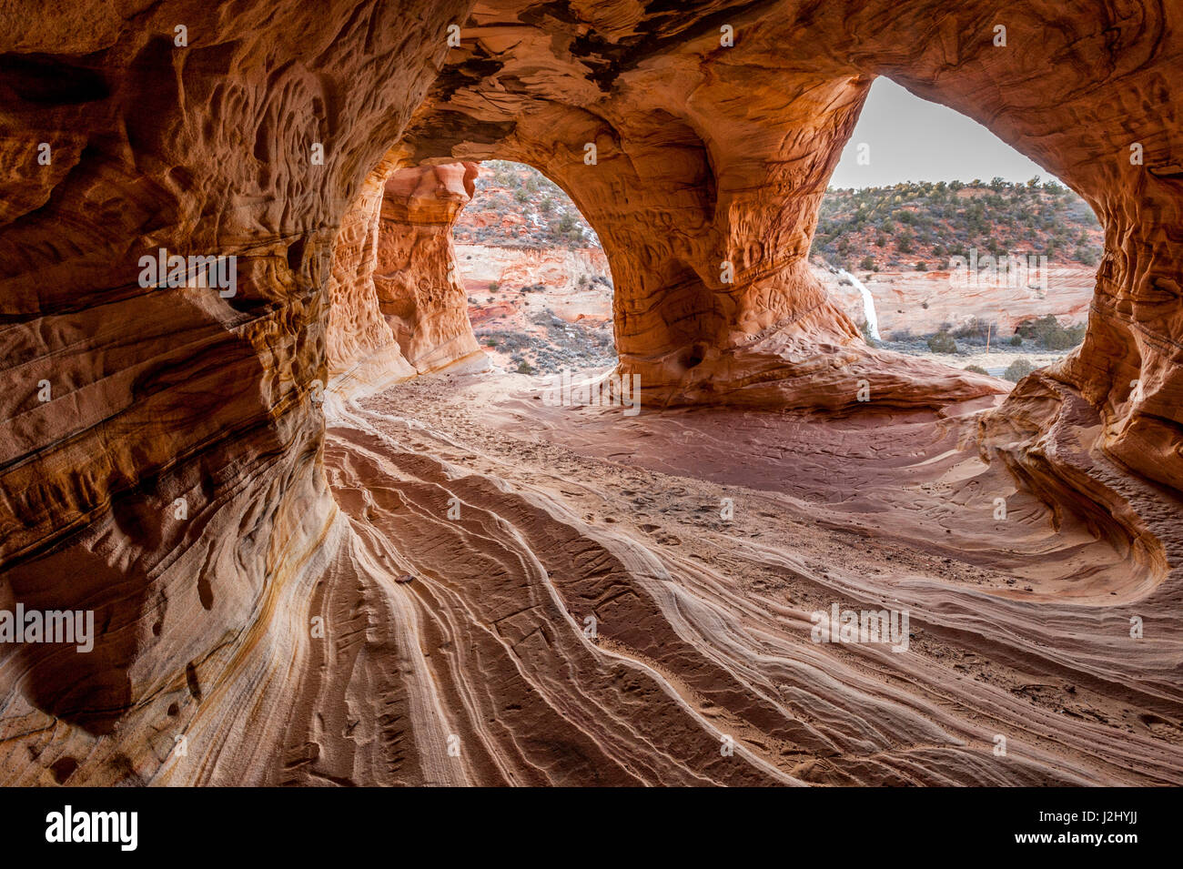 Moqui Cavern, Sandstone erosion cave, near Kanab, Utah Stock Photo - Alamy