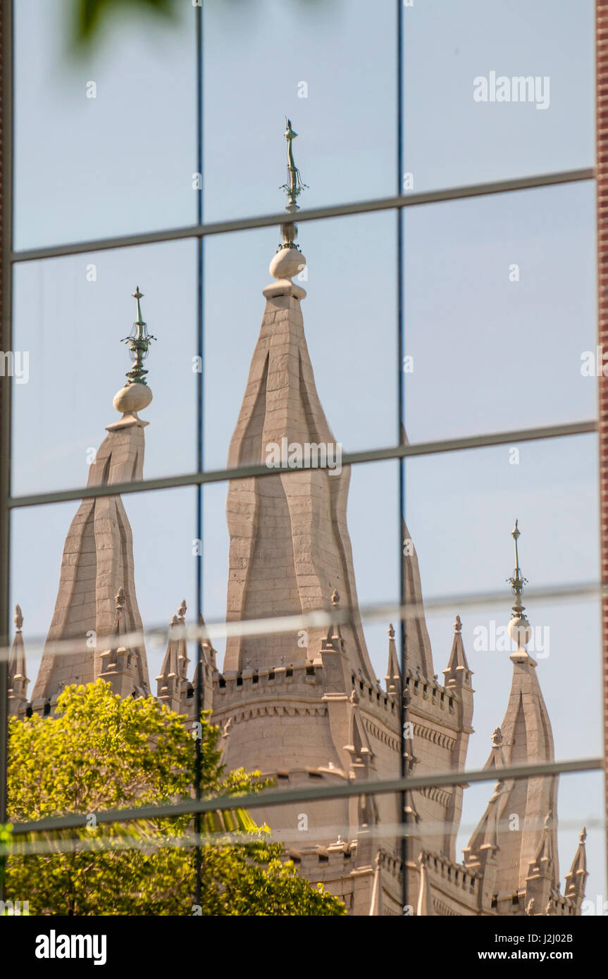 Reflection of Assembly Hall, Temple Square, Salt Lake City, Utah, USA ...