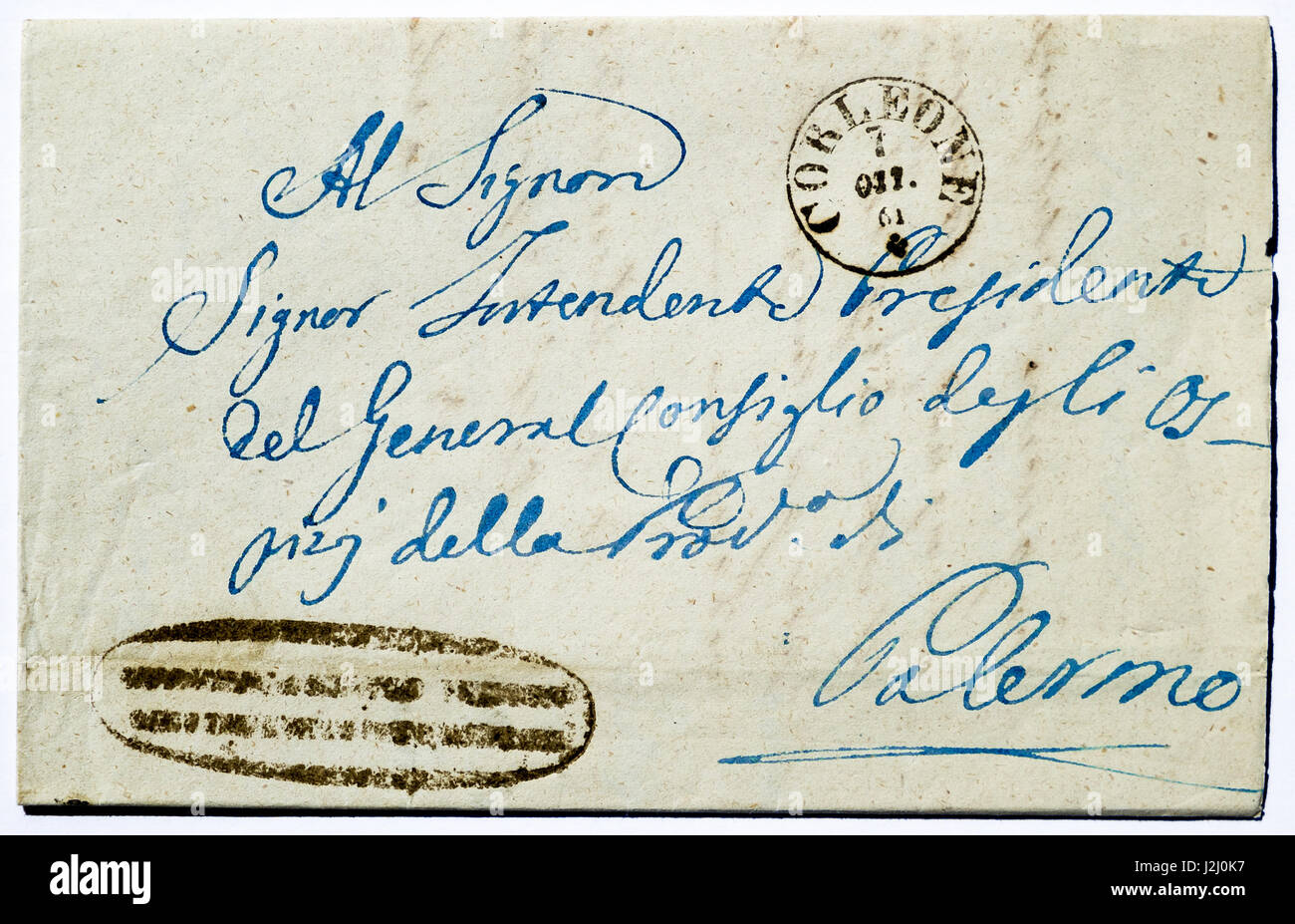 Early 19th century hand-written Italian envelope, 1861 Stock Photo - Alamy