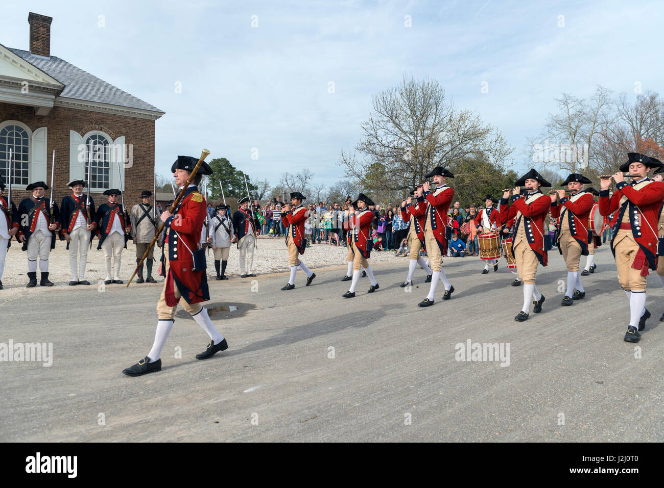 USA, Virginia, Williamsburg, Colonial Williamsburg, fife and drum corps ...