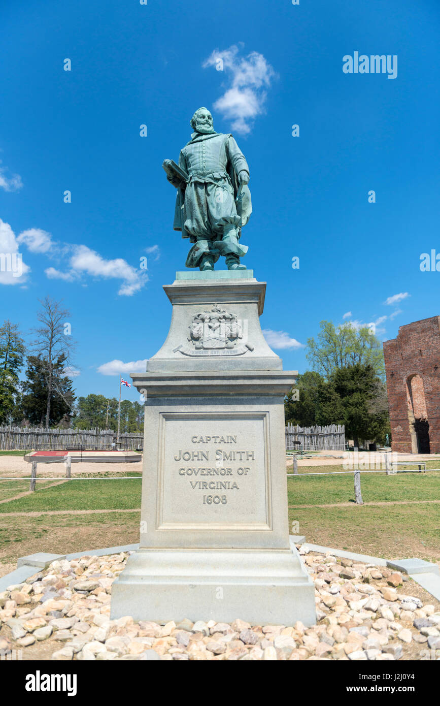 USA, Virginia, Jamestown, statue of Captain John Smith (Large format sizes available Stock Photo ...