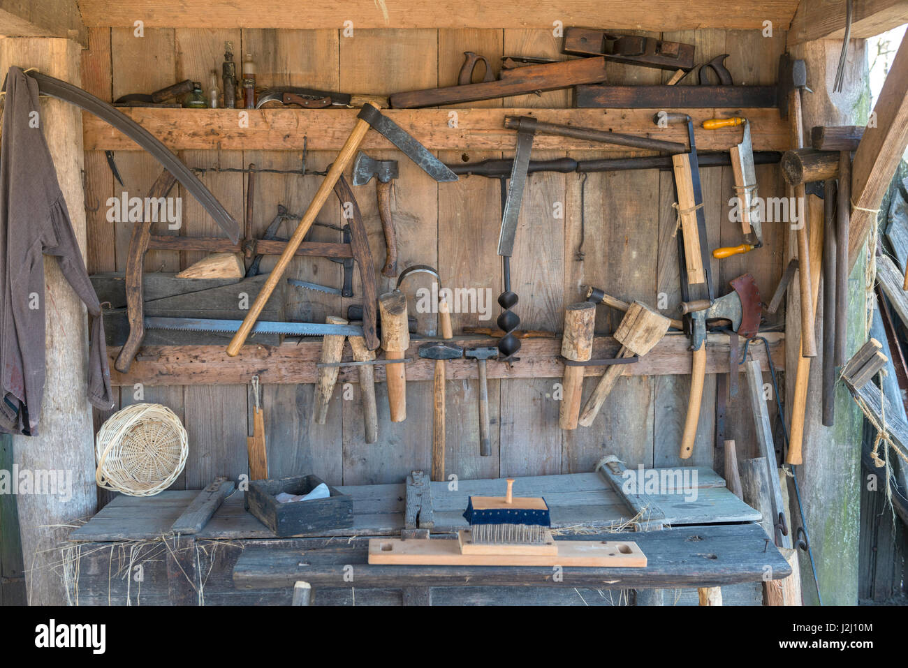 USA, Virginia, Yorktown Victory Center, farm tools (Large format sizes ...