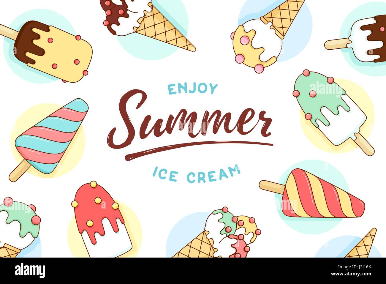 Ice cream icons pattern with text Enjoy Summer Stock Vector Image & Art ...