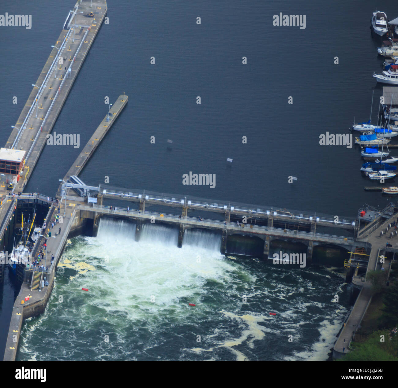 Aerial view hiram m chittenden locks hi-res stock photography and ...