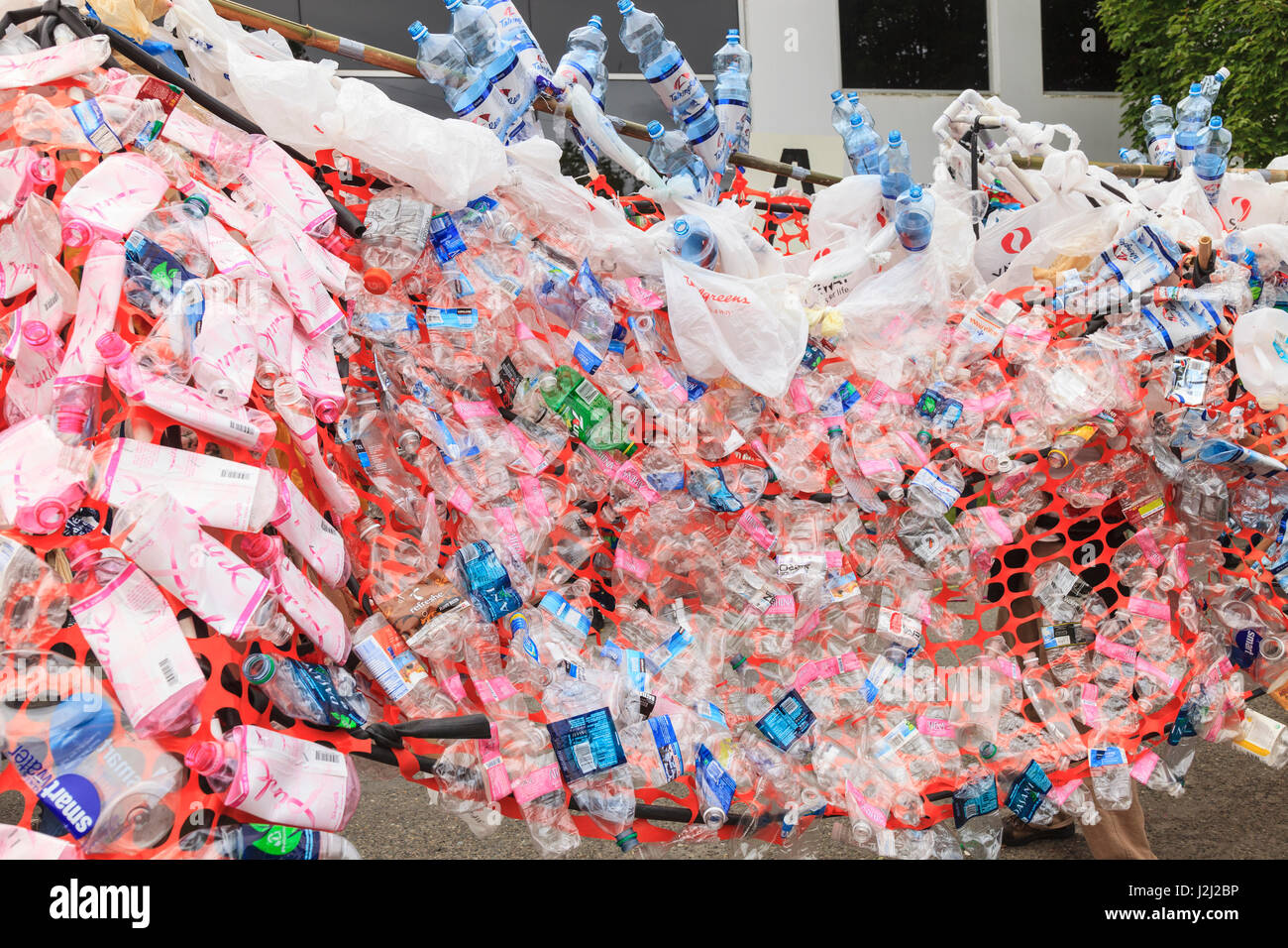 Parade outfits, float made from discarded water bottles, the number of ...