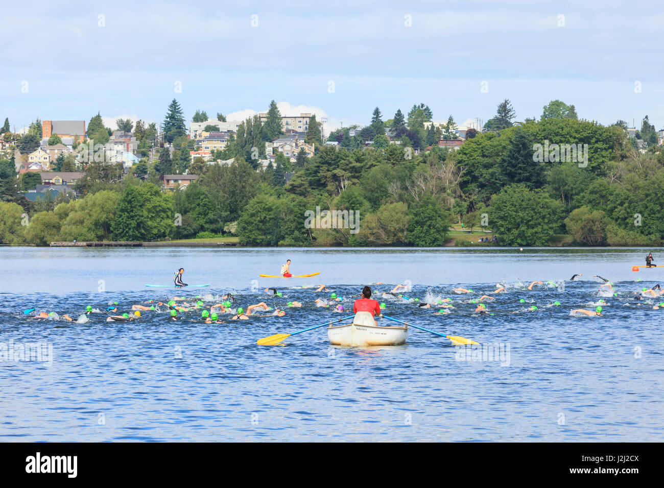 Seattle Park's one mile Open Water Swim, East Beach, Green Lake ...