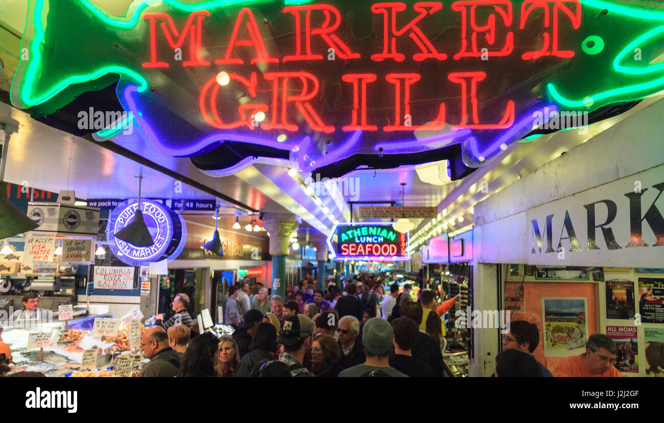 Pike Street Market in Late Spring, Seattle, WA Stock Photo - Alamy