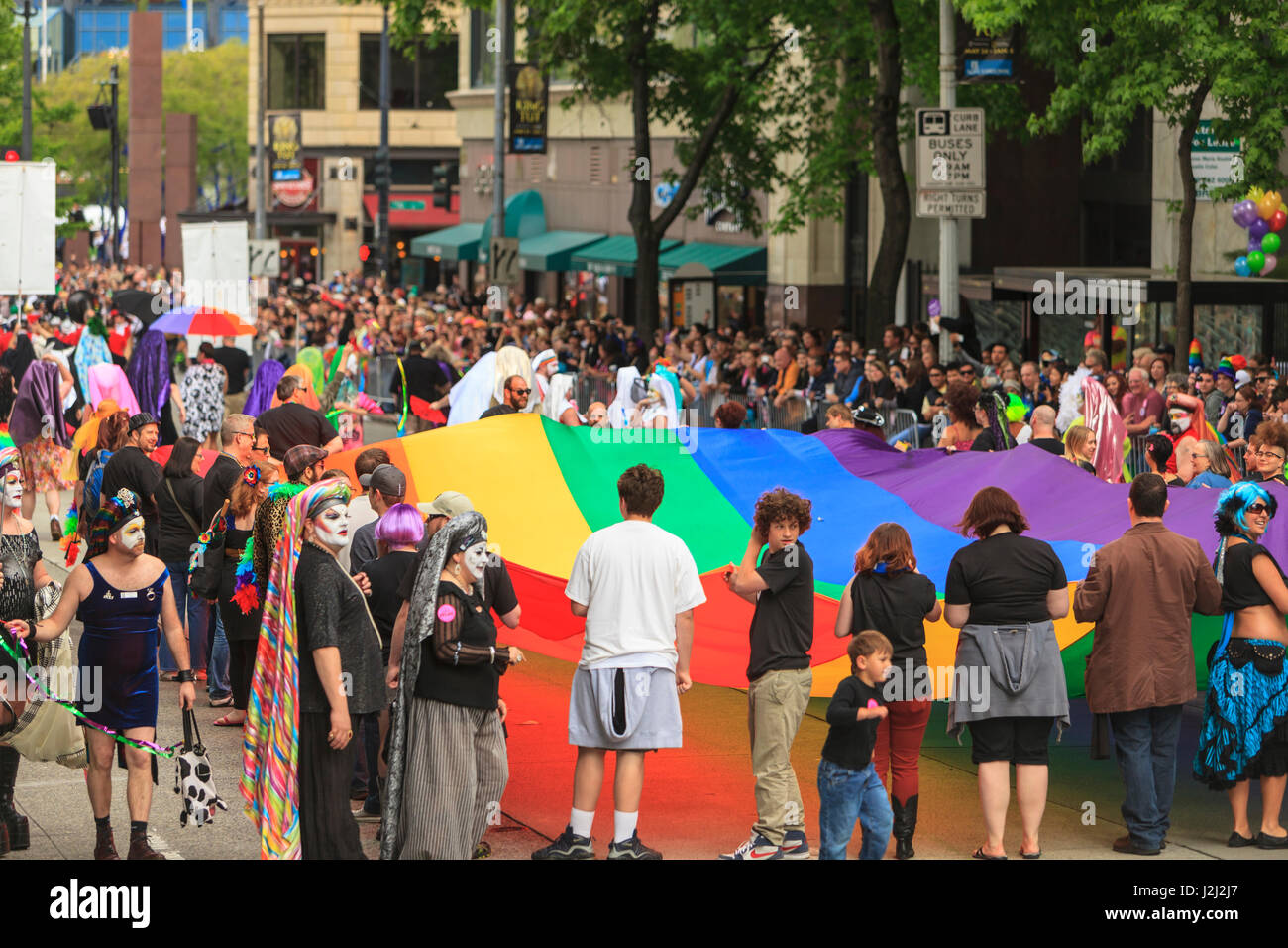 Seattle Pride Parade, downtown Seattle 4th Avenue, Seattle, WA, USA ...
