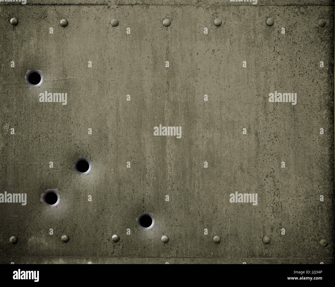 green metal plate with bullet holes 3d illustration Stock Photo - Alamy