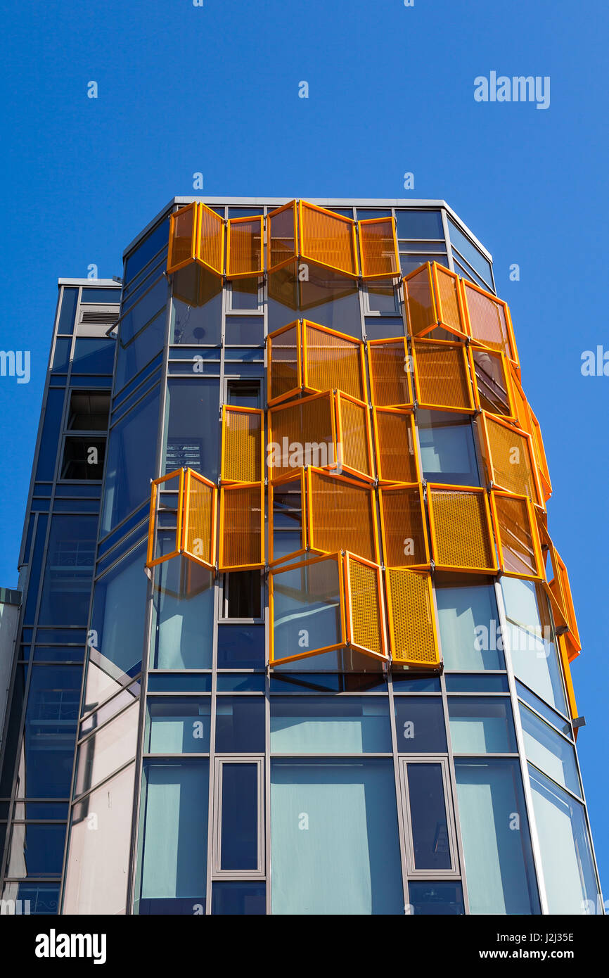 Modern colorful glass facade. Futuristic design Stock Photo - Alamy