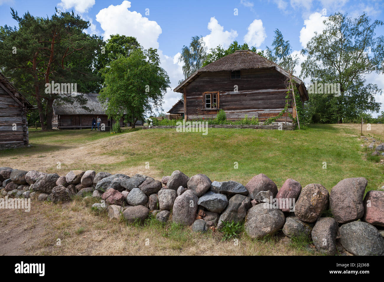 Wooden rural house, Baltic traditions, Latvia Stock Photo - Alamy
