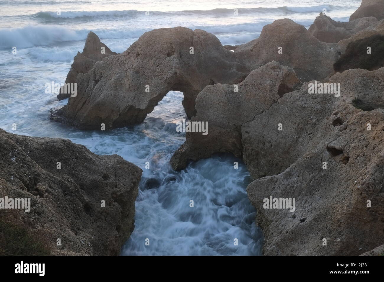 Chiringuitos beach (Gale beach) scenery in Albufeira. Algarve, Portugal ...