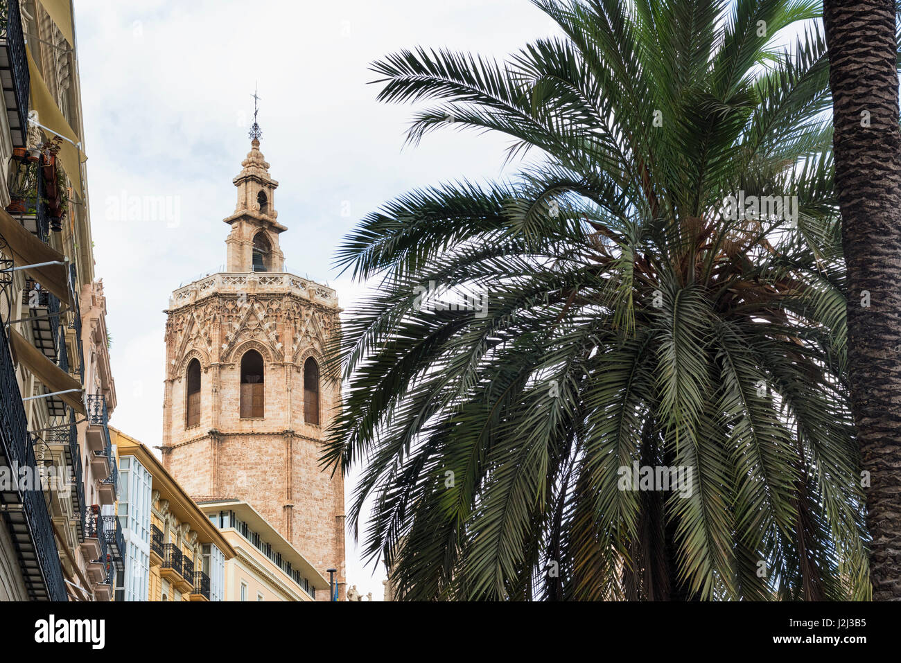 Valencia (Spain), exterior of the medieval cathedral, in gothic style ...