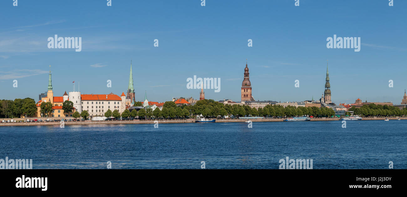 Old town of Riga summer day skyline with Daugava river Stock Photo - Alamy