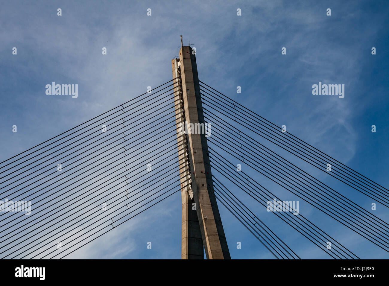 Pylon and cables of the Riga cable-stayed bridge Stock Photo - Alamy