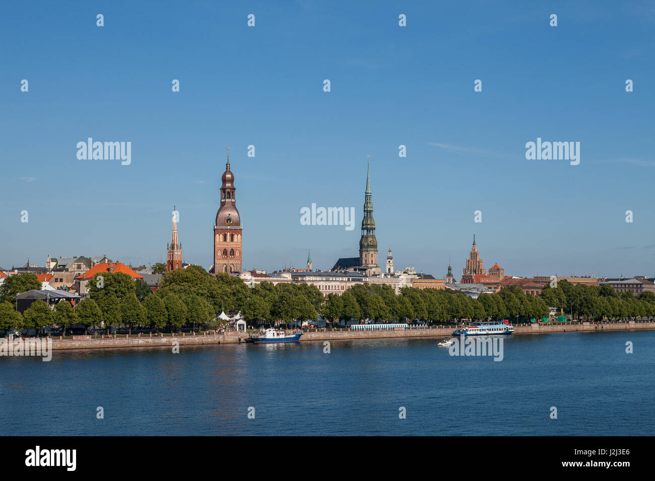 Old town of Riga summer day skyline with Daugava river Stock Photo - Alamy
