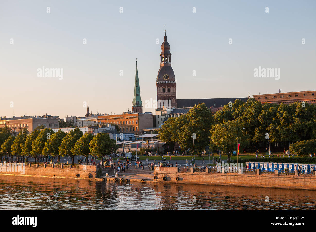RIGA, LATVIA - 12 JUN 2016: Old town, summer sunset skyline with ...