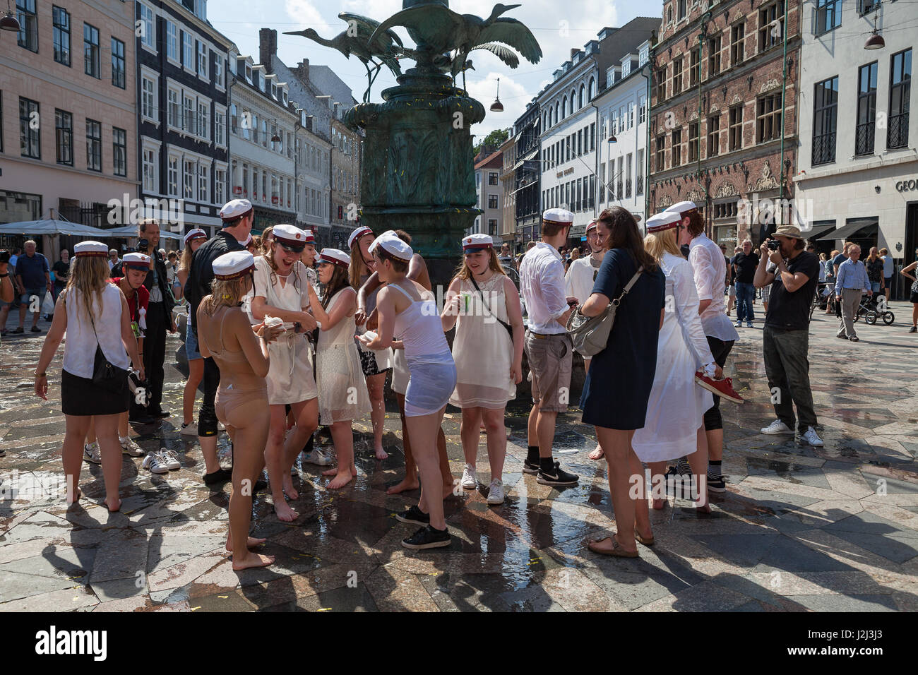 COPENHAGEN, DENMARK - 26 JUN 2016: Students celebrate their high school ...
