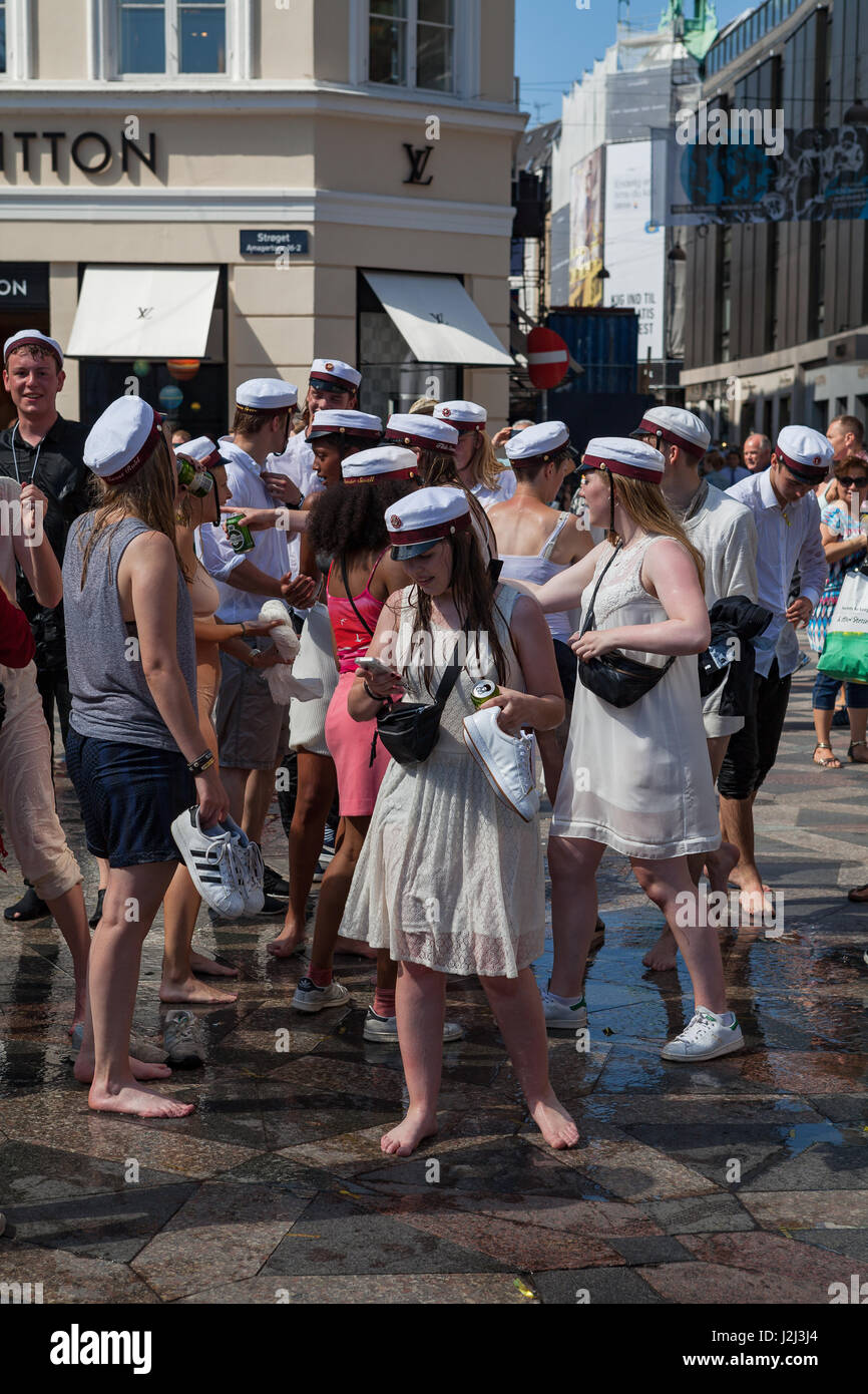 COPENHAGEN, DENMARK - 26 JUN 2016: Students celebrate their high school ...