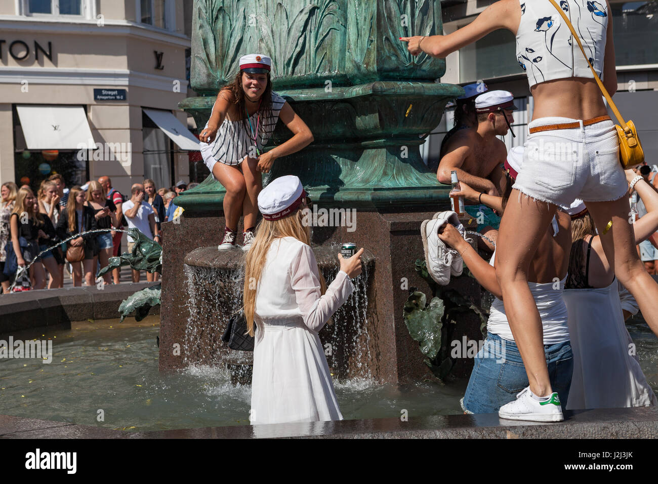 COPENHAGEN, DENMARK - 26 JUN 2016: Students celebrate their high school ...
