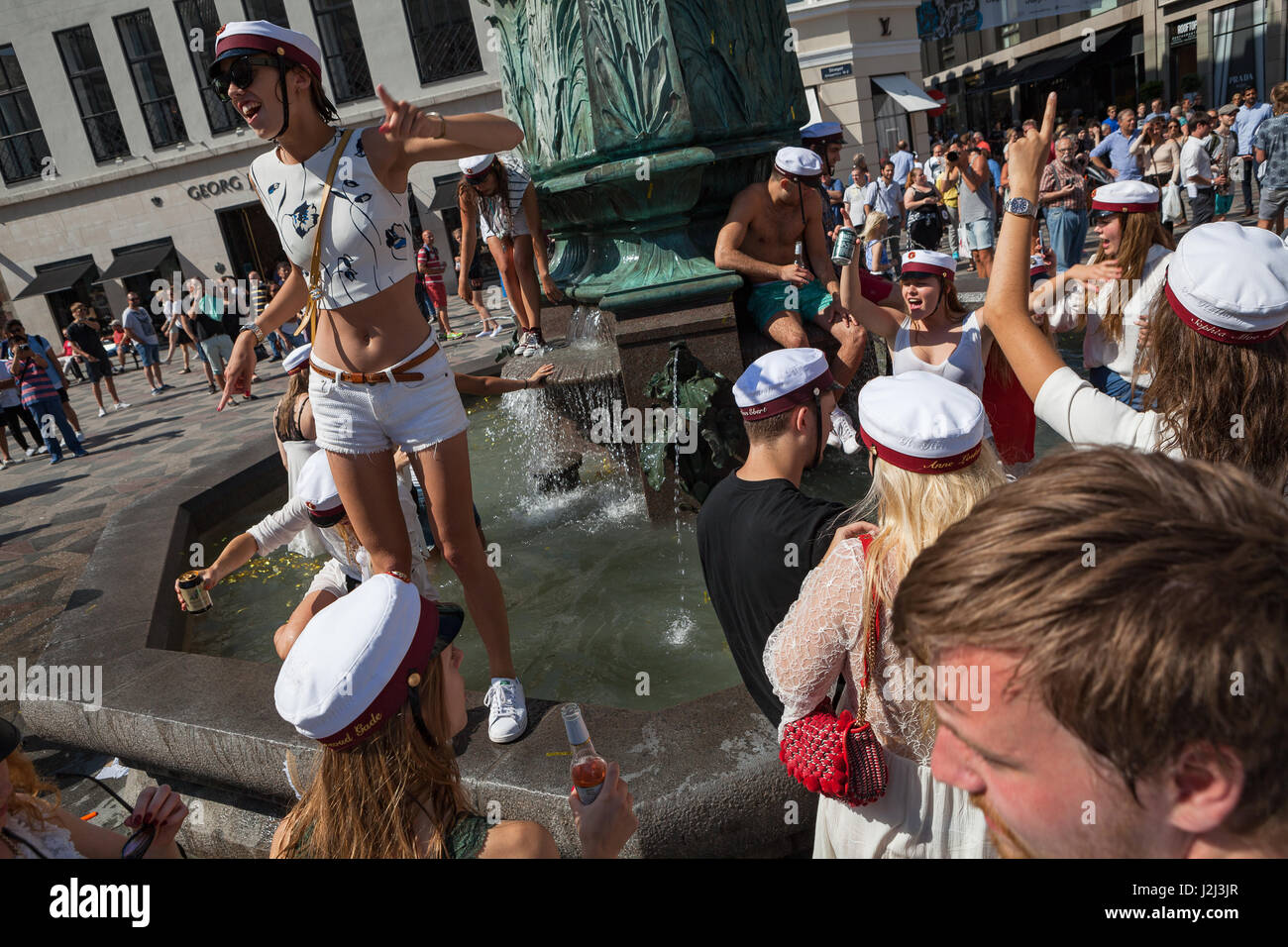 COPENHAGEN, DENMARK - 26 JUN 2016: Students celebrate their high school ...