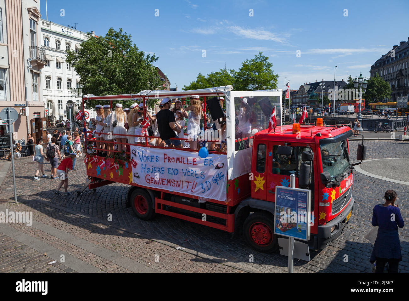 COPENHAGEN, DENMARK - 26 JUN 2016: Students celebrate their high school ...