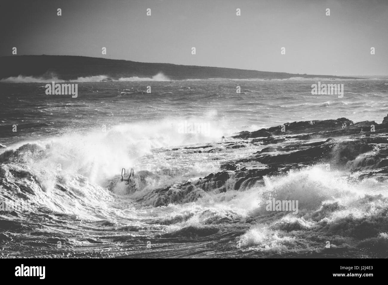 Black and white: Rough seas captured in Hondoq ir Rummien, Gozo during ...