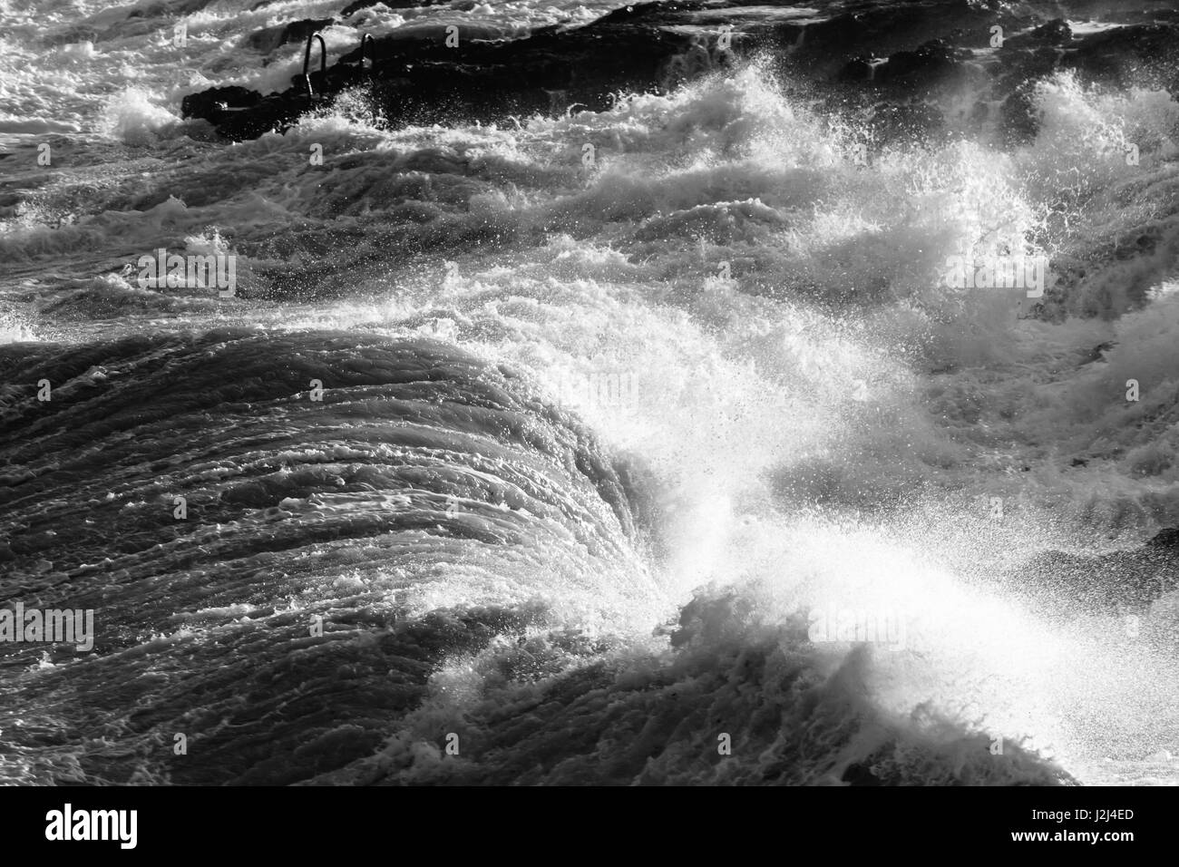 Black and white: Rough seas captured in Hondoq ir Rummien, Gozo during ...