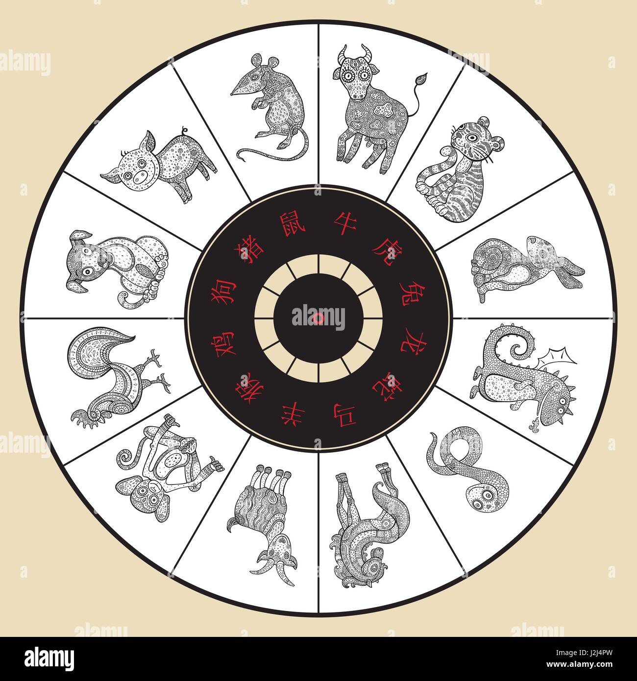 Vector Horoscope animals Stock Vector Image & Art - Alamy