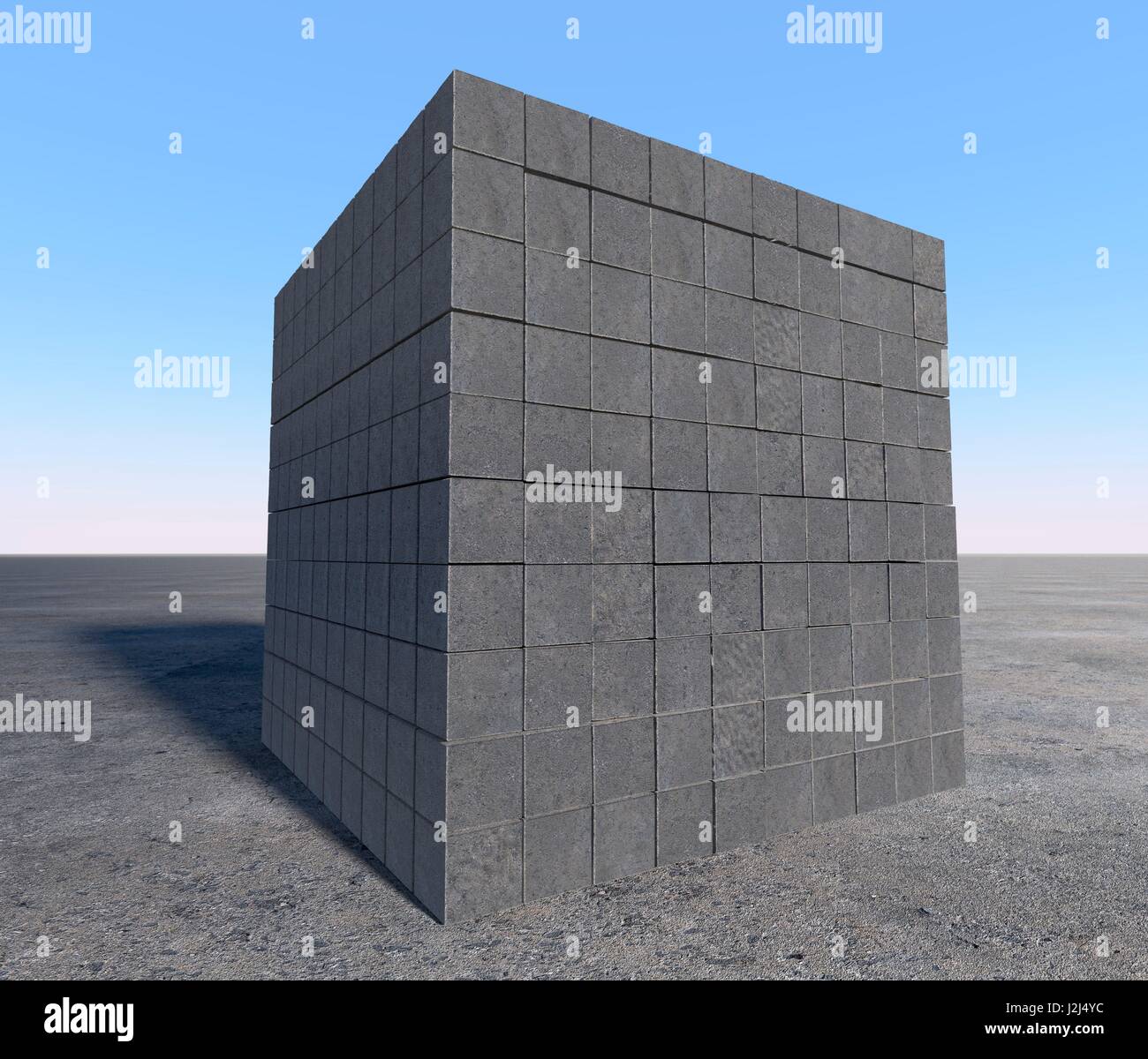 A thousand square stone blocks forming a large cube illustrating powers ...