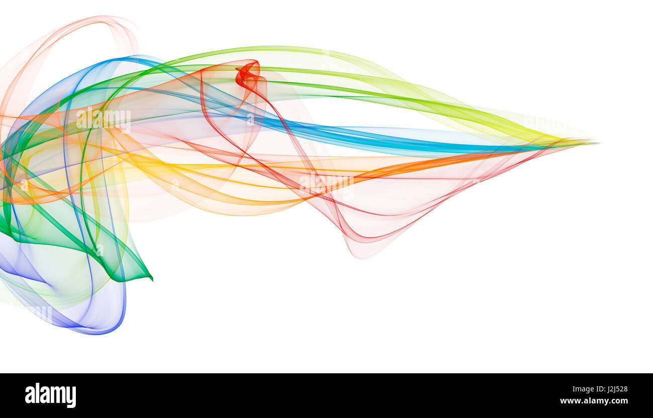 Multicoloured swirls and lines against a white background, illustration ...
