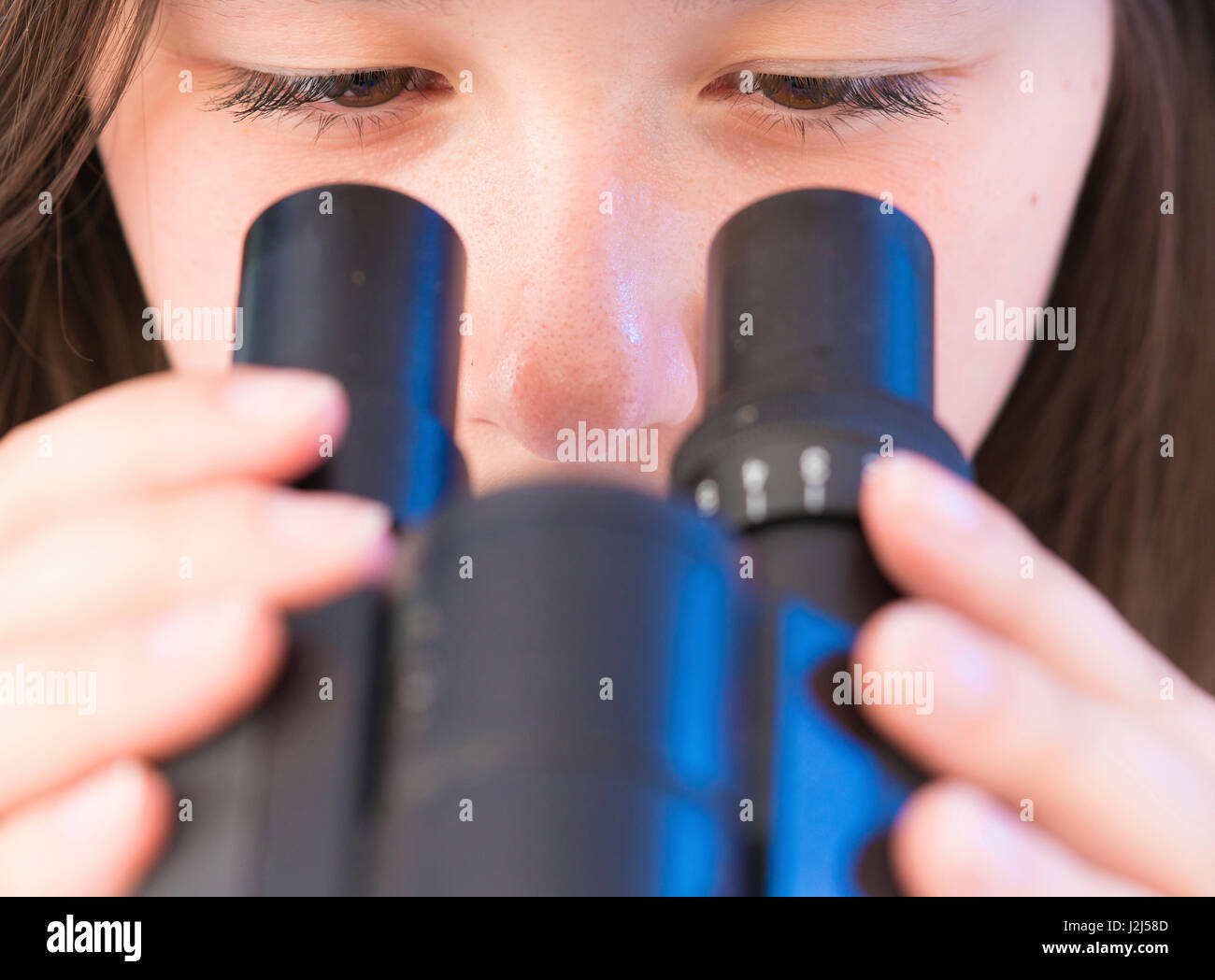 Science student using microscope Stock Photo - Alamy