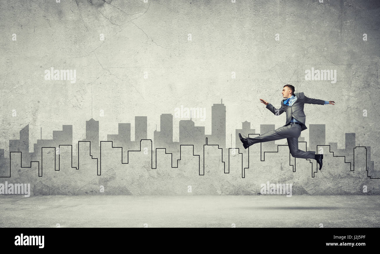 Jump worker construction man hi-res stock photography and images - Alamy