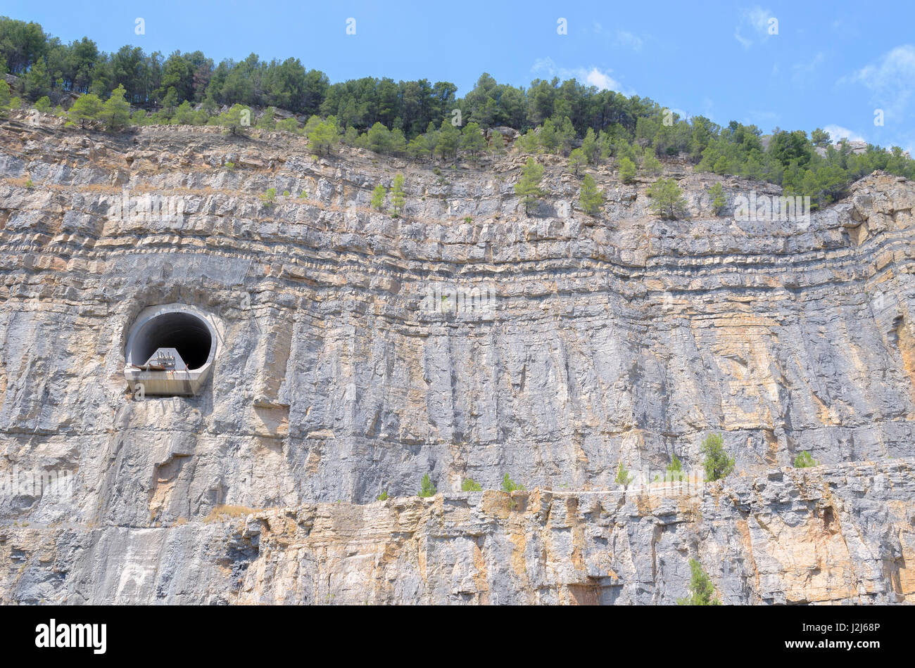 Spanish infrastructure. Big spilway of hydroelectric dam. Exit of water ...
