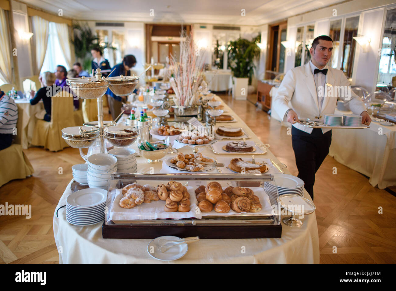Italian breakfast in the Grandhotel 'Vesuvio' in Naples, Italy Stock ...