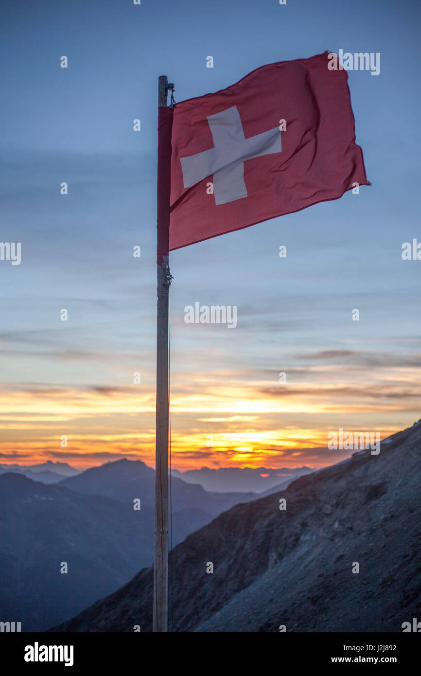 Swiss Flag In Front Of Swiss Alps High Resolution Stock Photography and ...