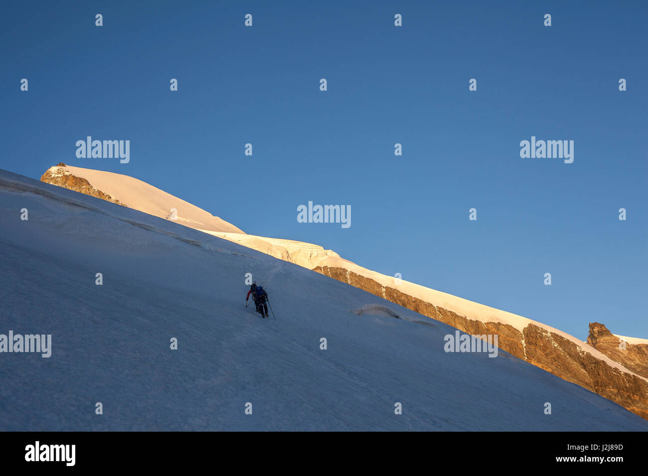 2 people, approach to the summit, Allalinhorn, trekking, climb ...