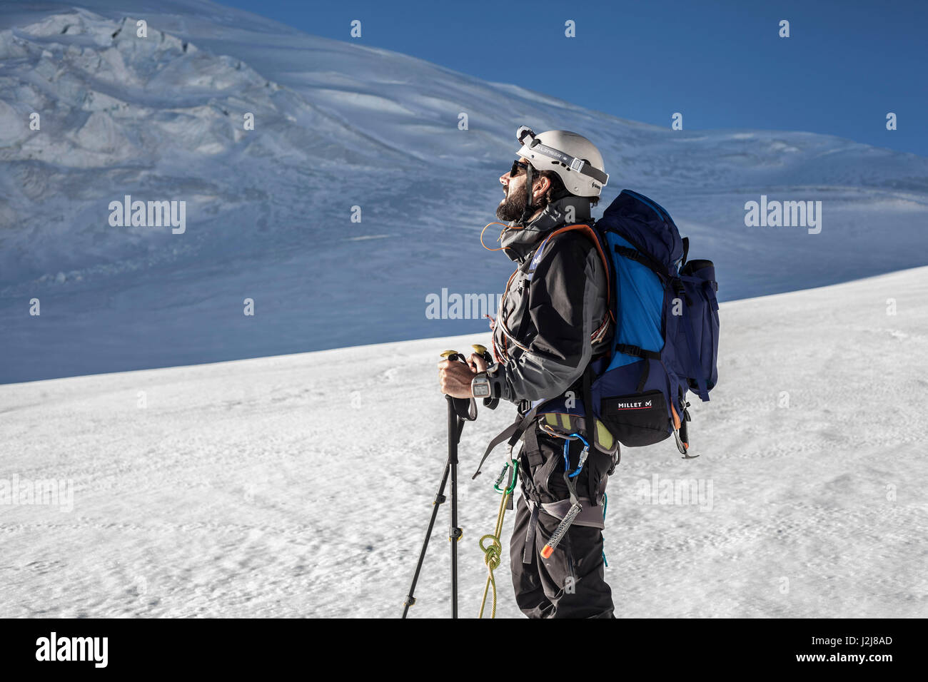 1 person, view forward, ice, glacier, climb, approach, the sun, summit ...
