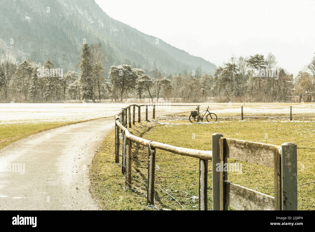 winter landscape in Bavaria - snow, ice and frost control the nature ...