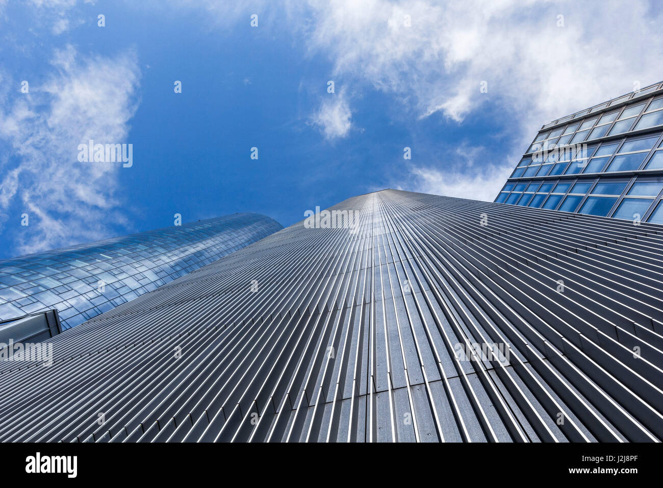 A detailed view from an outside facade of a skyscraper in Frankfurt ...