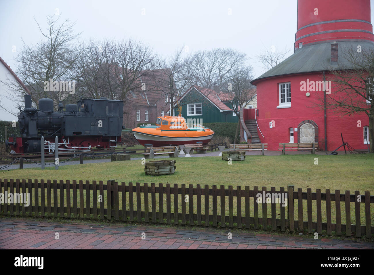 Old lighthouse and Inselmuseum (museum) on Wangerooge, Germany, Lower ...