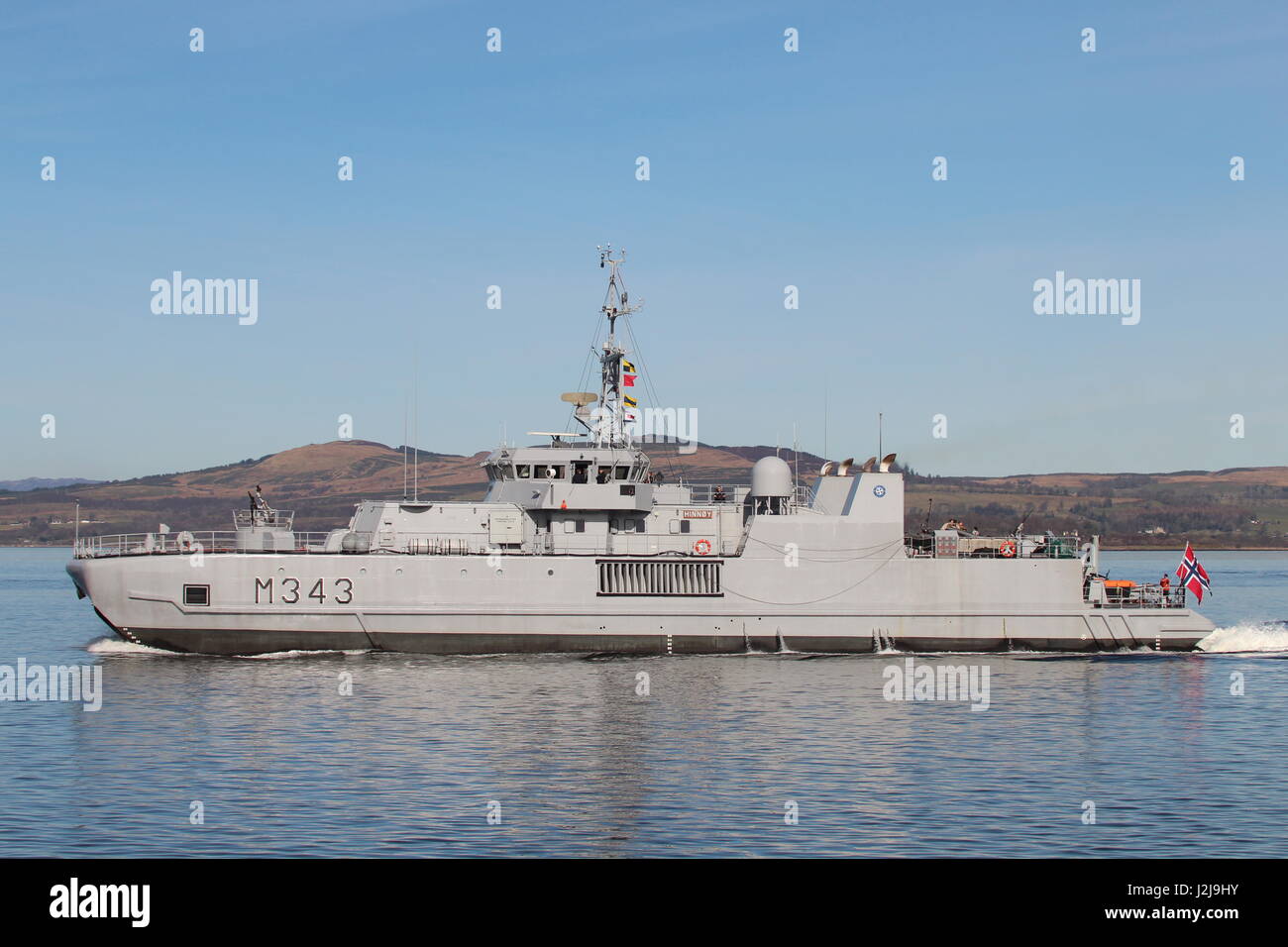 KNM Hinnoy (M343), an Oksoy-class minehunter operated by the Royal ...